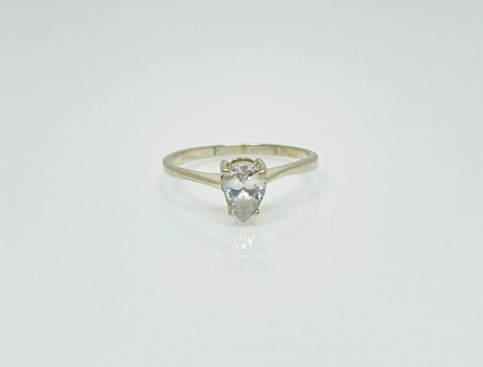 Gorgeous Sparkling White Stone Solitaire Ring 925 Silver Size N1/2~O ...