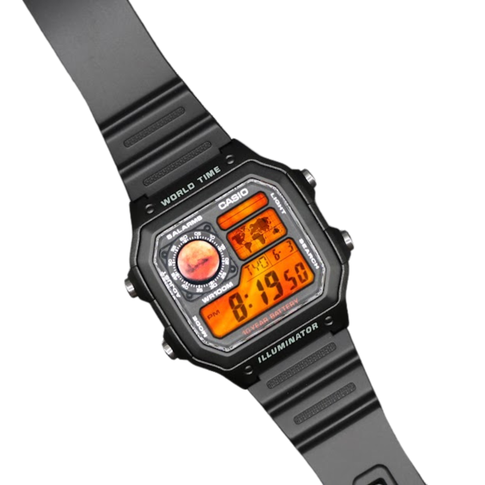 CASIO AE-1200WHD Royale World Time Watch Mod Mars Display | eBay