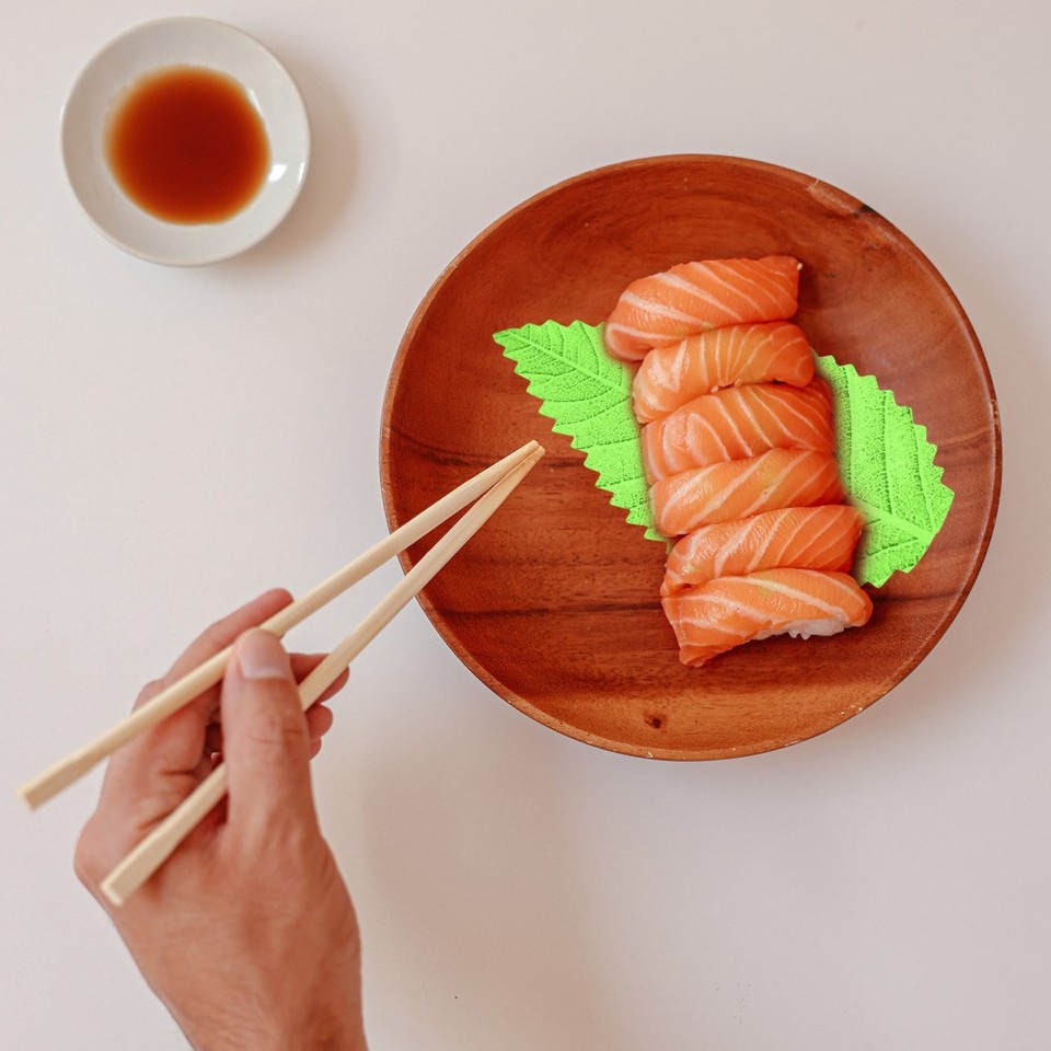 200 Pcs Resin Sushi Decorative Leaves Sashimi Decorative Grass Japanese ...