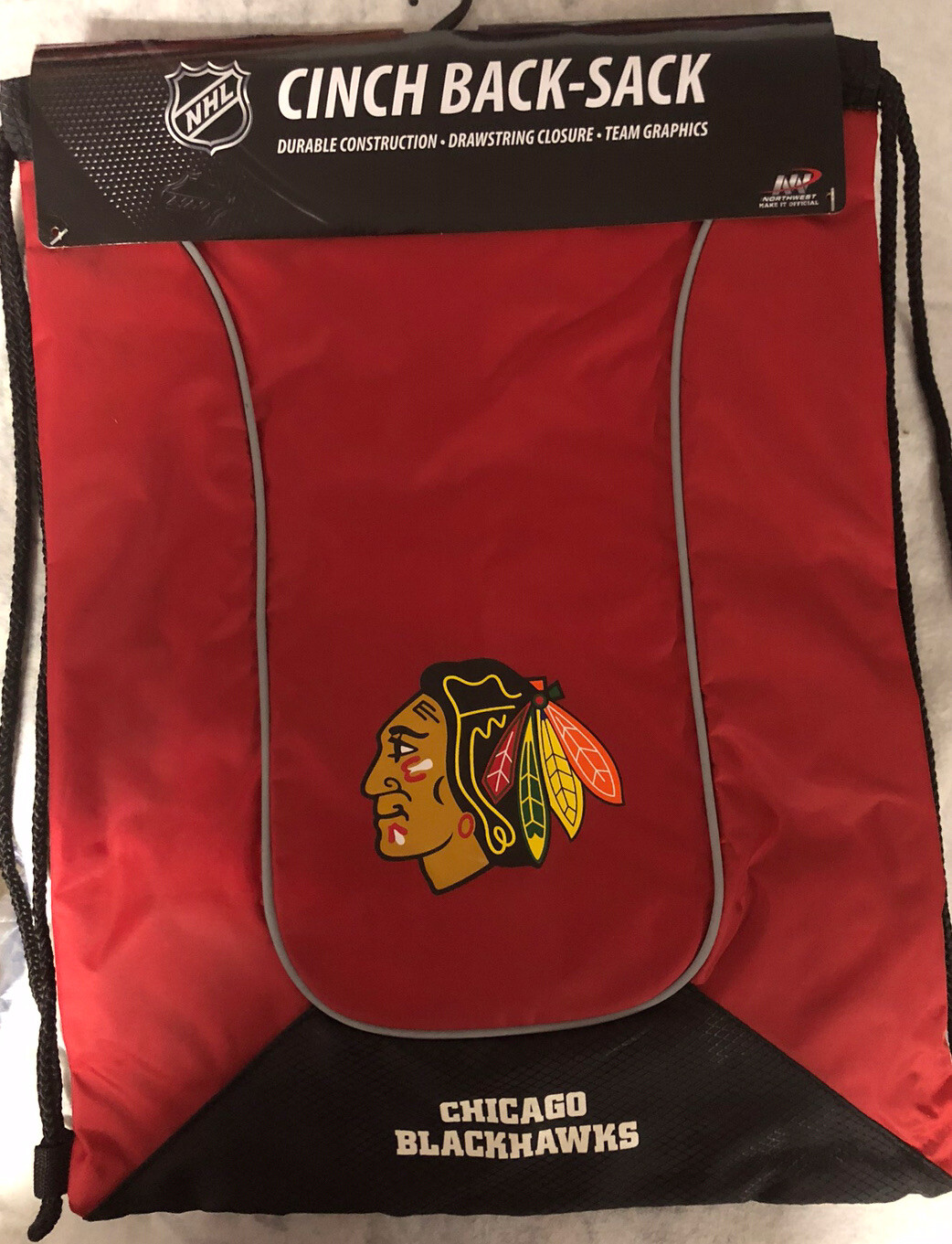 Chicago Blackhawks Red Drawstring Cinch Bag Tote Backpack Back Sack New ...