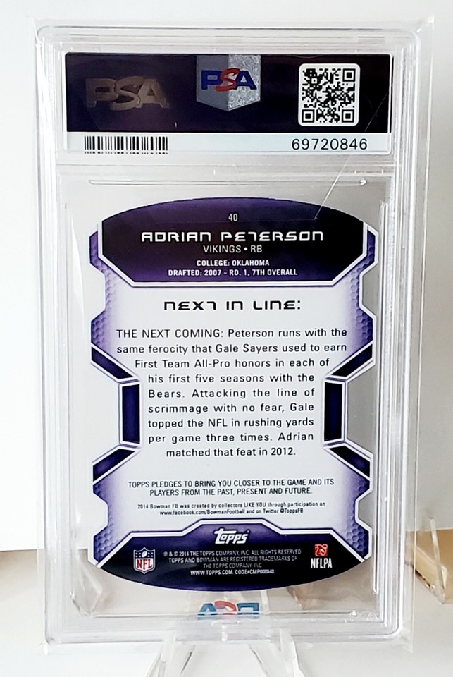 2014 Bowman #40 Adrian Peterson Die-Cut PSA 10 GEM MT Limited Holo 🔥 | eBay