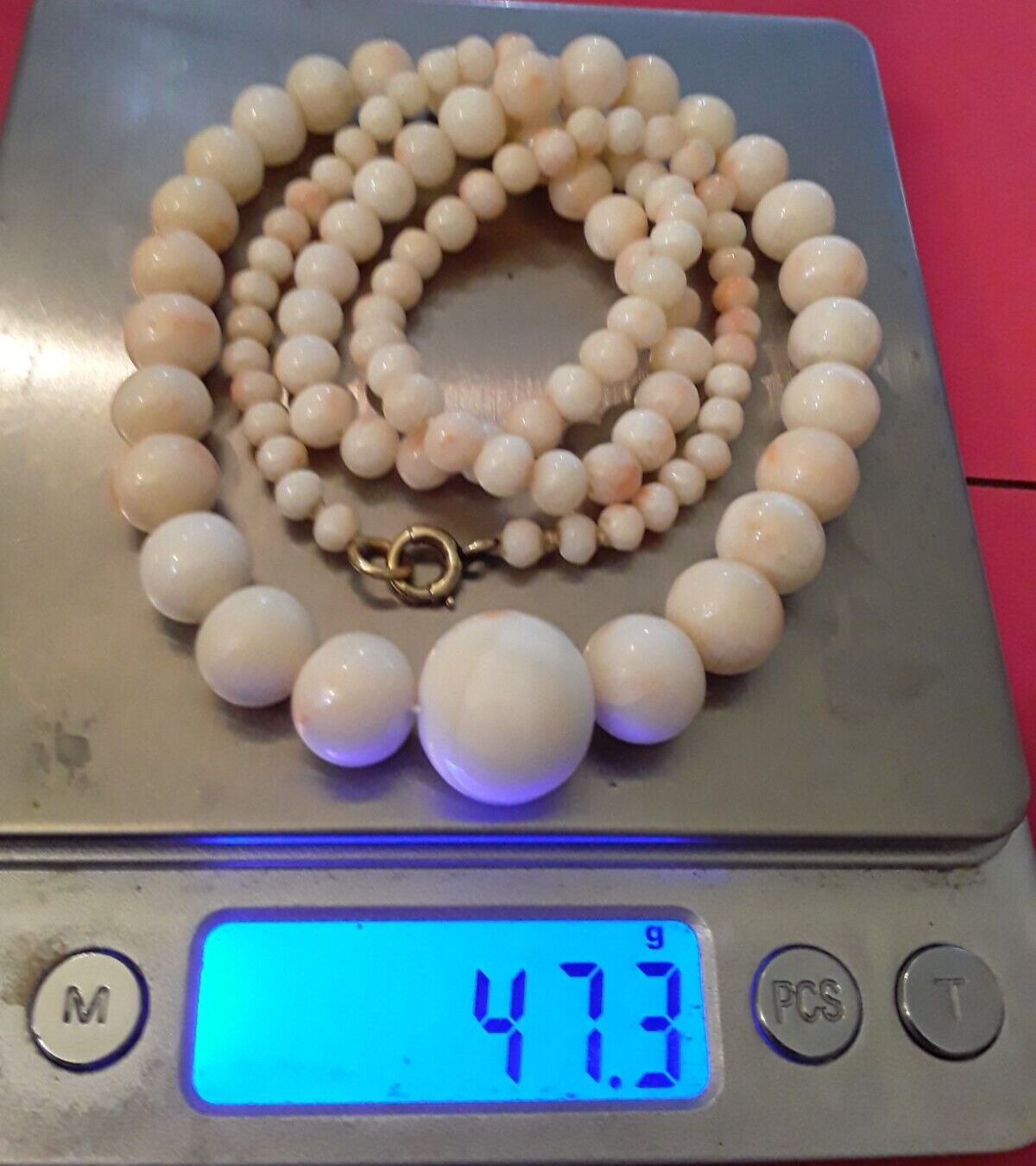 Vintage Angel Skin Coral Beads 13.2 MM -2MM Necklace 25 " Long 14Kt ...