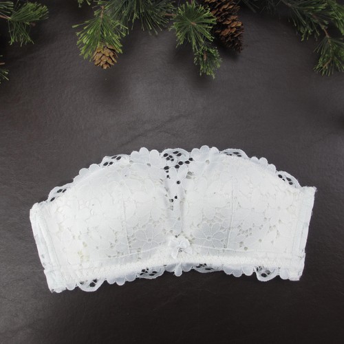 Rolise Bra Size 70B White Lace Strapless Padded Push-Up Underwire Clasp ...