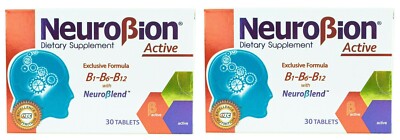NeuroBion Active with B1, B6, B12, Exclusive Formula, 30 Tablets (TWO ...