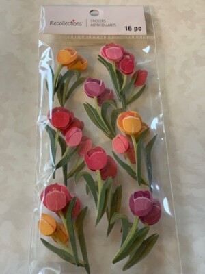 3D RECOLLECTIONS STICKERS FLOWERS WILD FLOWERS TULIPS MULTI-COLORED ...