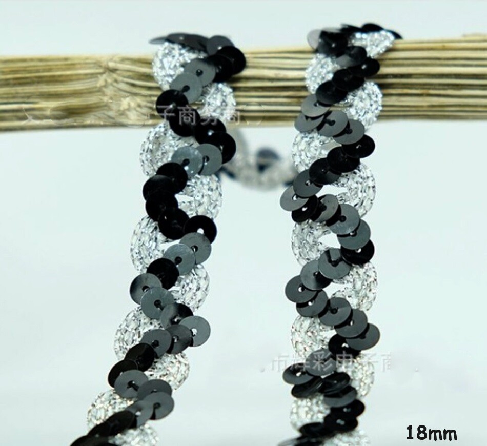 23 COLOURS Sequin Swirl Braid Trim Ribbons 15/18mm 1 Yard - Dress ...