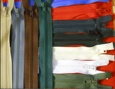 ZIPS CHUNKY PLASTIC OPEN END ZIP BEST QUALITY Black, White Red Blue ...