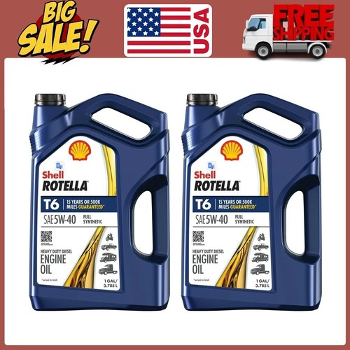 (2 pack) Shell Rotella T6 Full Synthetic 5W-40 Diesel Engine Oil, 1 ...
