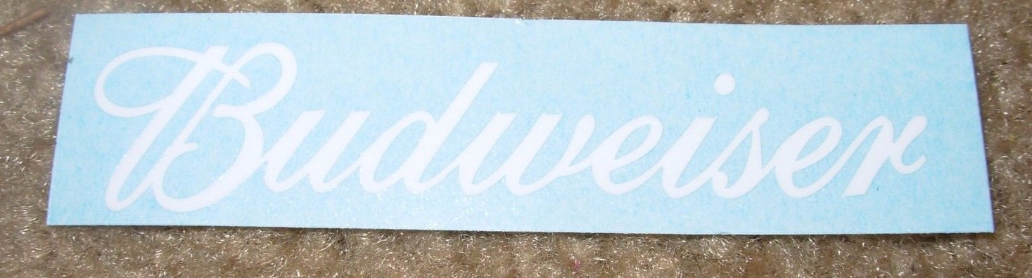 BUDWEISER Classic White Script Banner Logo STICKER decal craft beer ...