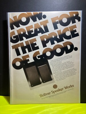 Vintage Original Print Ad 1977 Bolivar Speaker Works BOLIVAR SPEAKERS ...