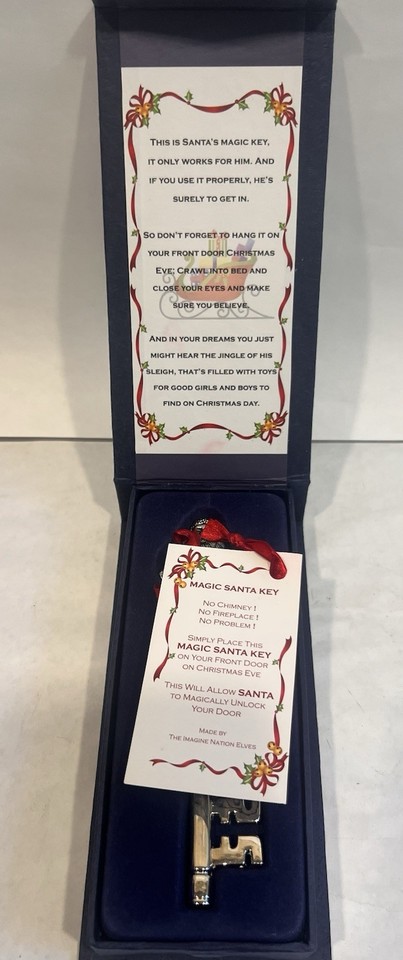 Imagine Nation Santa’s Magic Key Ornament Ribbon Special Box Poem Metal ...