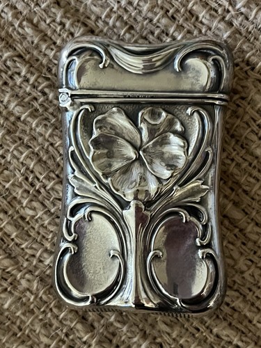 Antique Beautiful Embossed Sterling Silver Match Safe | eBay