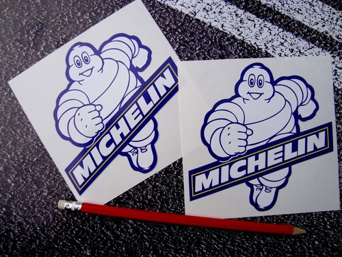 MICHELIN MAN TYRE STICKERS 12cm F1 LE MANS CLASSIC RACING MOTO GP ...