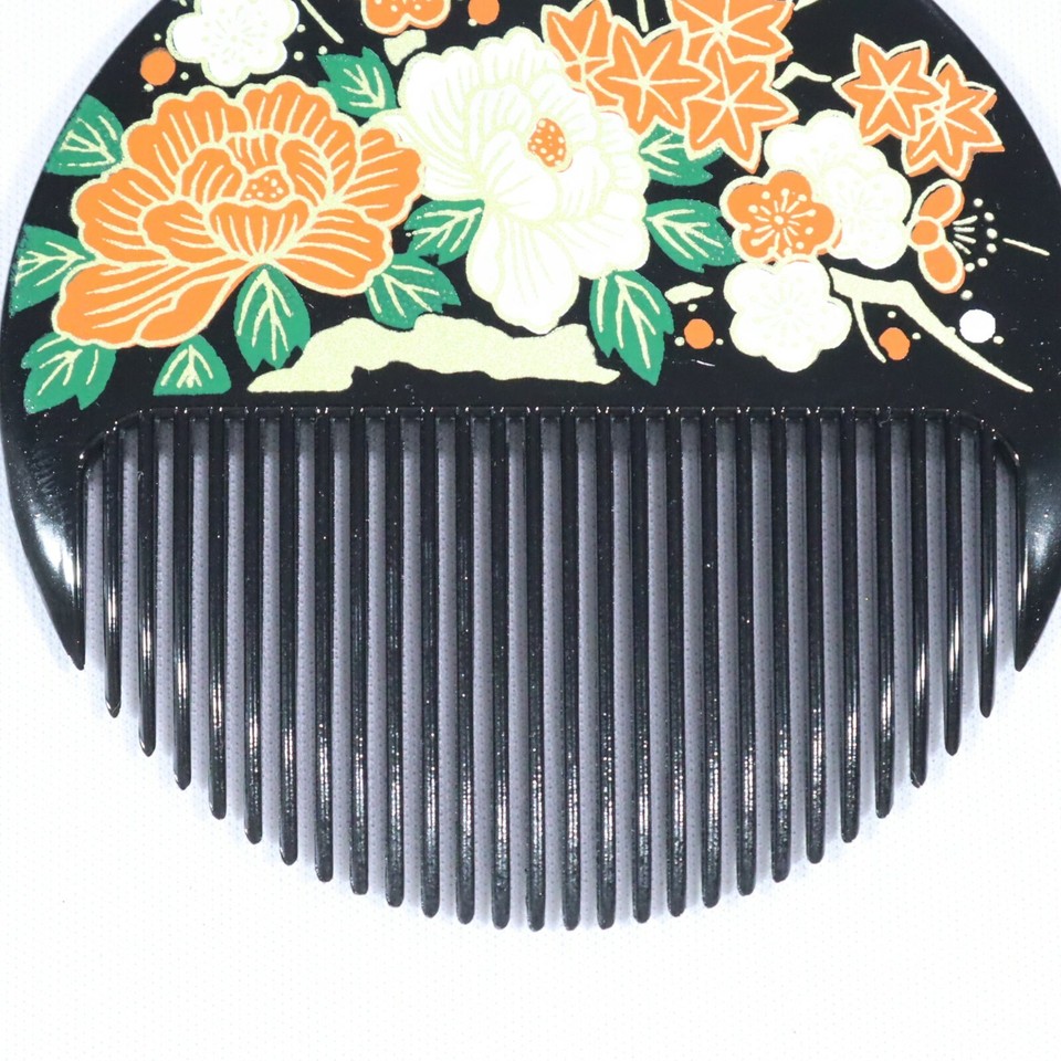 Japanese Beautiful Hair Comb Round in Black Color shipped from Kyoto ...