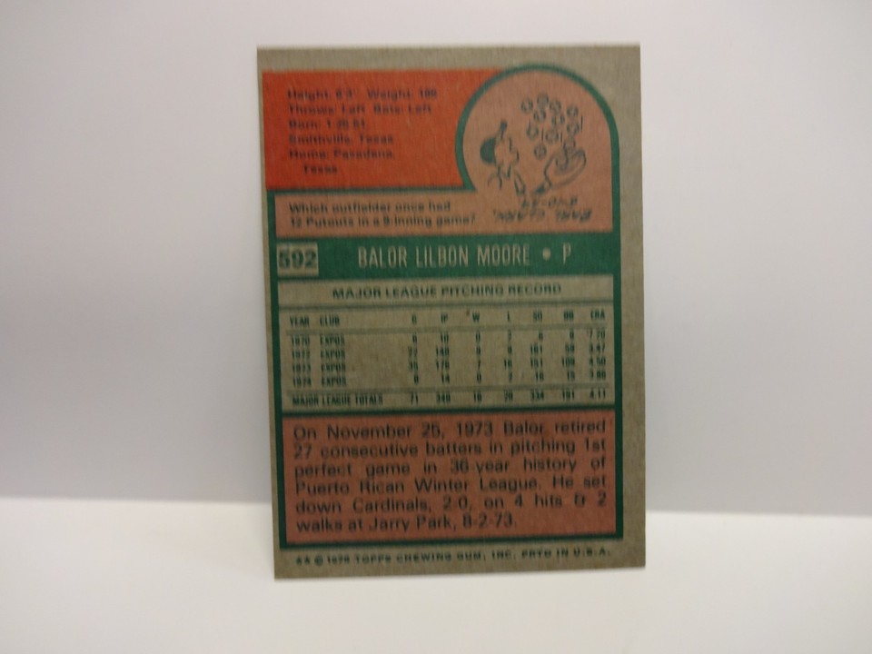 1975 Topps Baseball Balor Moore Montreal Expos Card #592 | eBay
