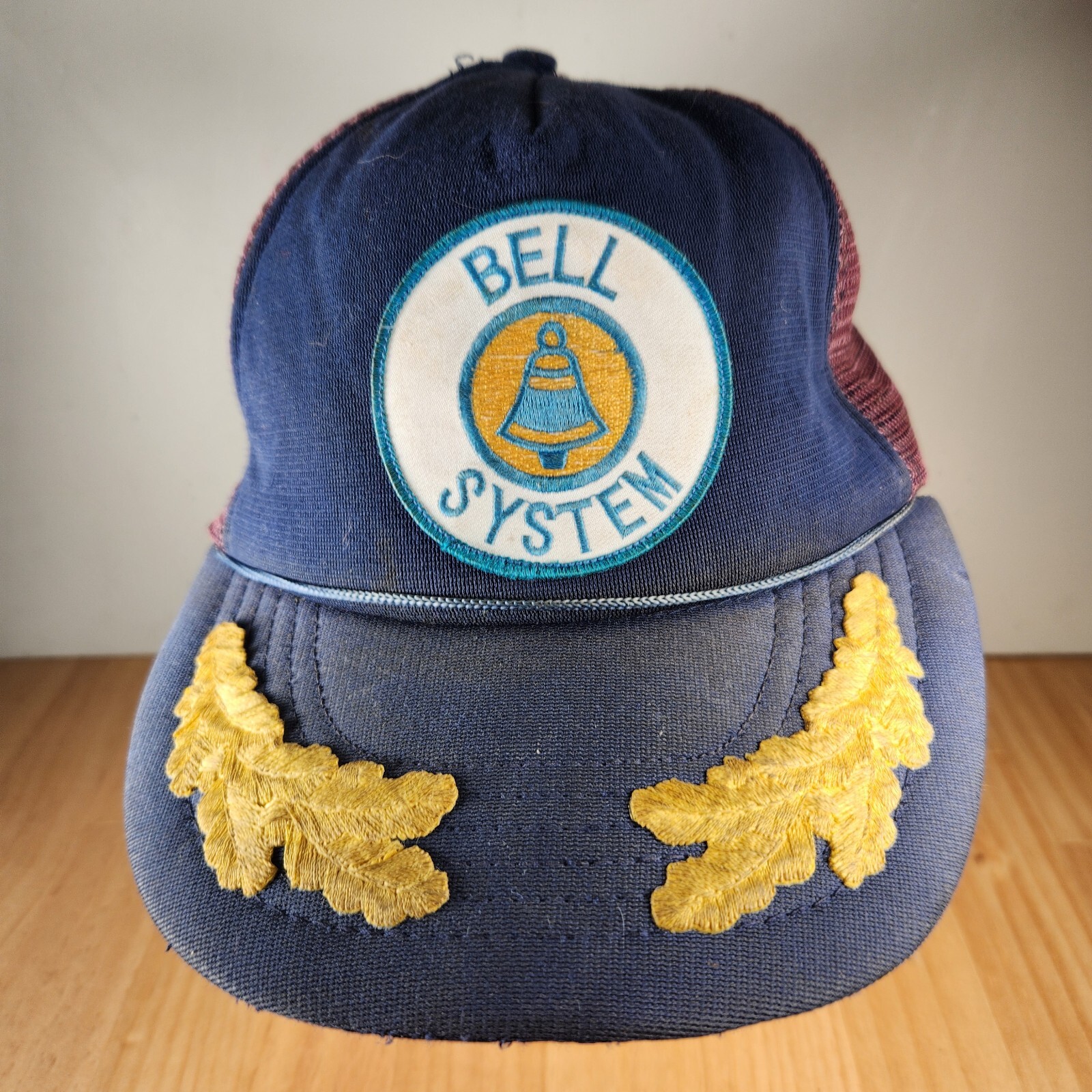 VTG Bell System Hat Cap Snap Back Blue Maroon Trucker Mesh Scrambled ...