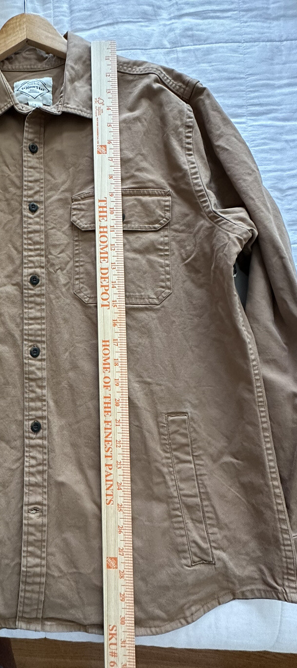 NWT St. Johns Bay Men’s Canvas Khaki Shacket Button Up Pockets Size ...