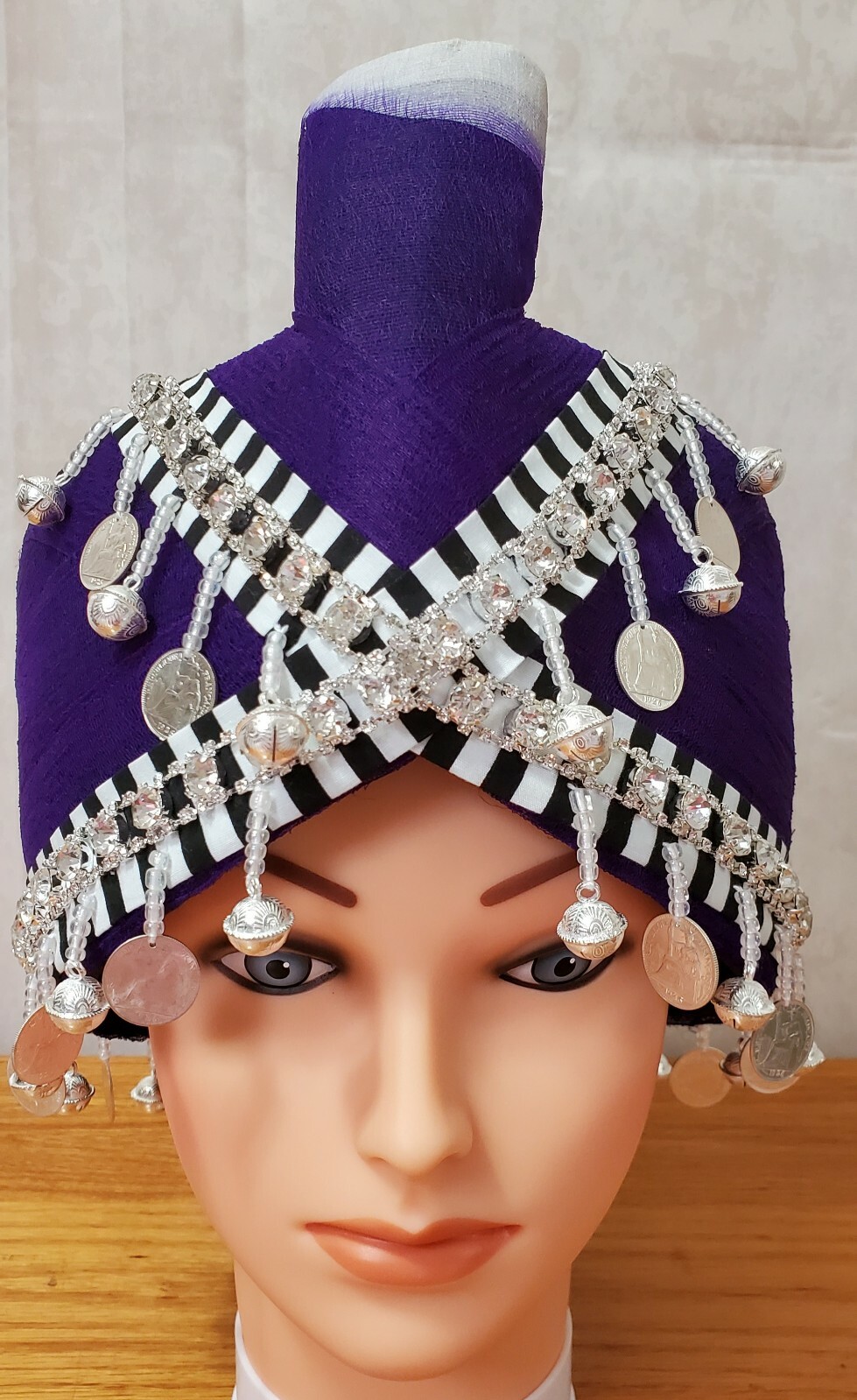 Light Purple Phuam Txoom Suab Hmong Hat Hanging With Money And Bells | eBay