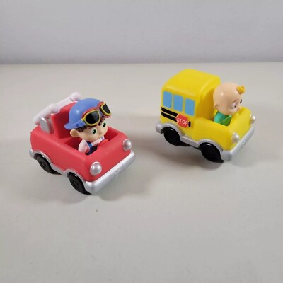 Cocomelon Toy Lot Yellow School Bus & Red Car Vehicle Figures Preschool ...