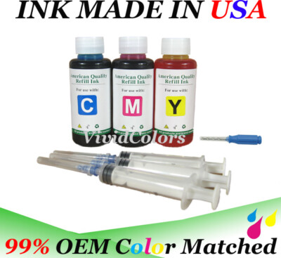 3x100ml CMY refill ink for Canon cartridge CL-244 PIXMA MX492 MG2520 ...