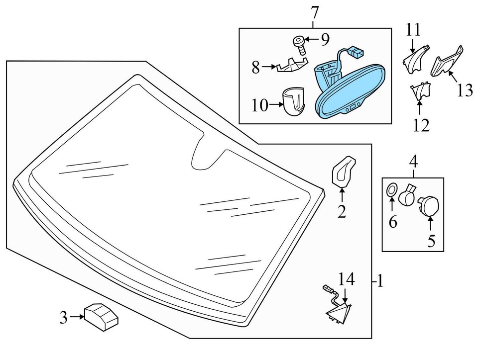 2017-2024 AUDI A5 CABRIOLET B9 - REAR VIEW Mirror (Auto DIM / Compass ...