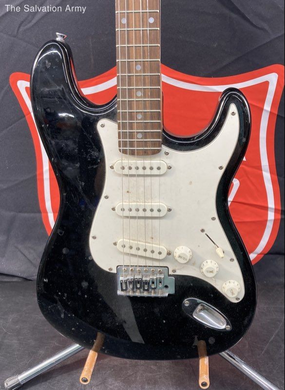 Spectrum Black White Strat Style Right-Handed 6 String Electric Guitar ...