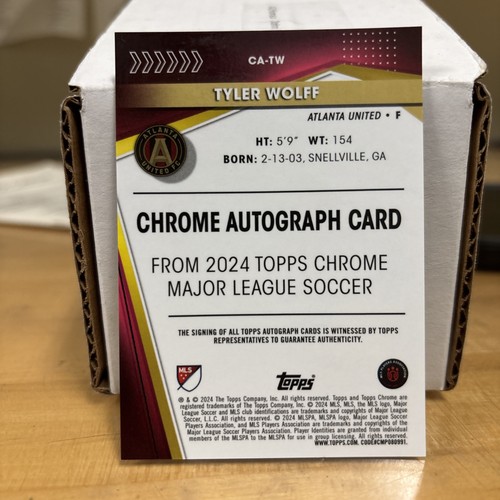 2024 Topps Chrome MLS #CATW Tyler Wolff RC ROOKIE AUTO ATLANTA UNITED ...