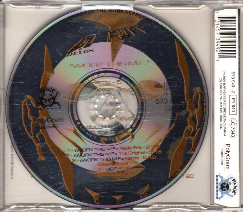 DJ Puff / DJ Deeon - Work This M.F. - CDM - 1997 -Techno House 4TR Panic Records | eBay