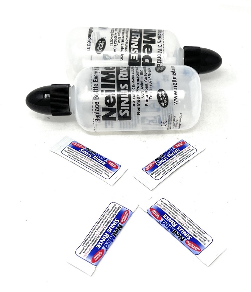 NeilMed Sinus Rinse 2 Bottles 8 oz + 4 Packet Exp: 11/2026 Natural ...