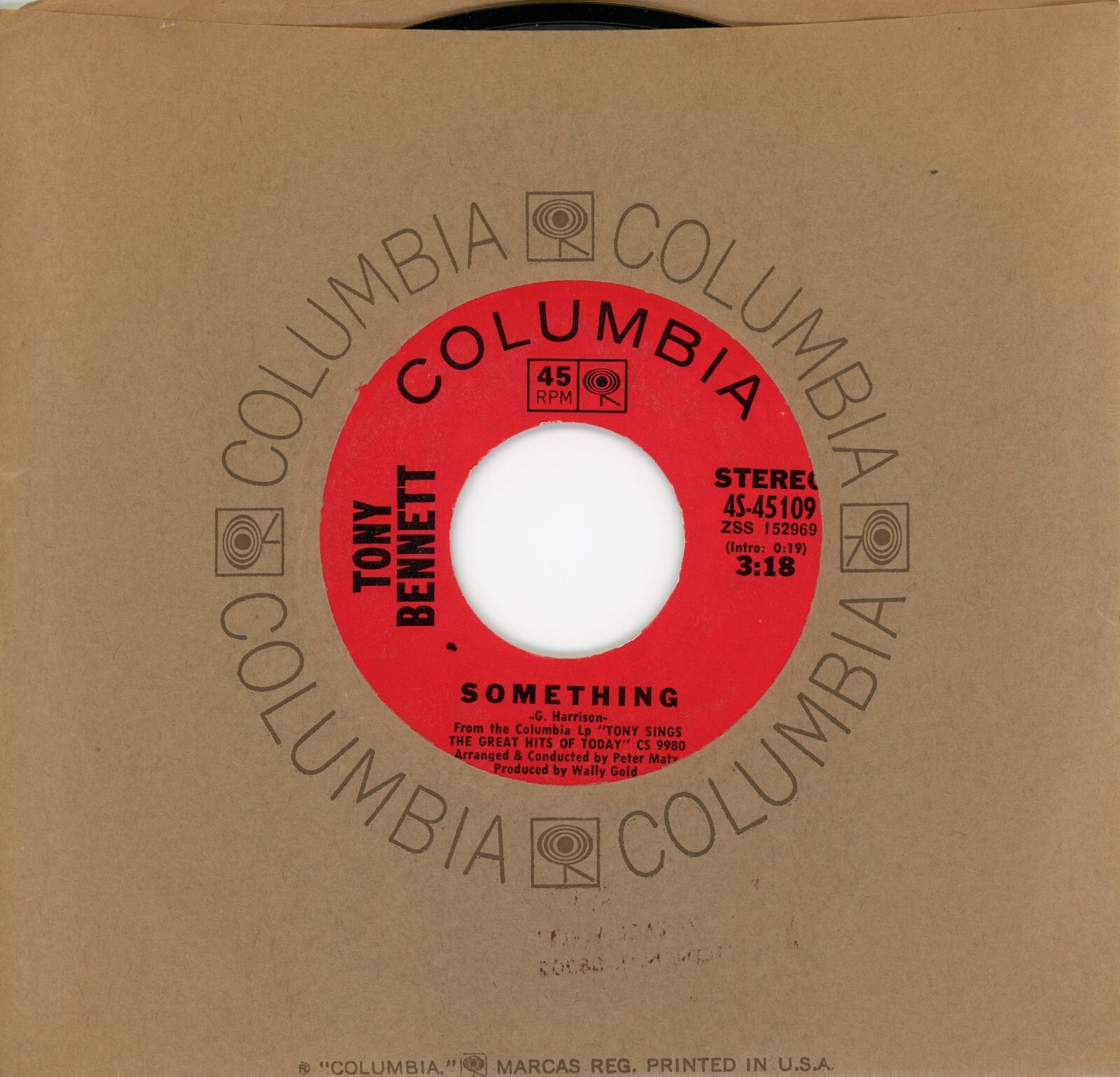 TONY BENNETT Something / Eleanor Rigby (The BEATLES) 1970 COLUMBIA ...