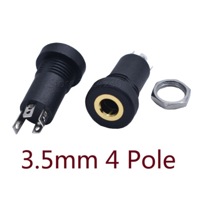 10x 3.5mm Audio Female Jack Socket 4 Pole Stereo Solder Panel Mount ...