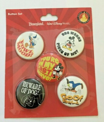 Disneyland Resort Button Set Mint on Card Pinback PINS 5 New Mickey ...