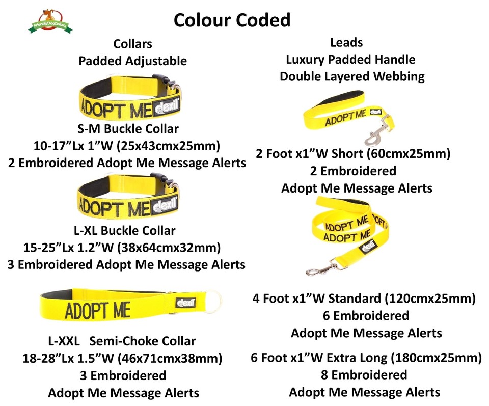 Colour Coded Yellow Small Medium Extra Large NERVOUS Dog Collar Or ...
