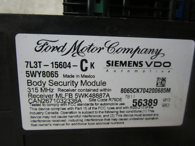 04-08 Ford F150 Body Security Module 2 Plug 7l3t-15604-ck OEM for sale ...