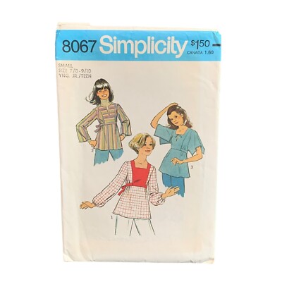 Vintage Simplicity 8067 Sewing Pattern for Young Junior Teen Tops Size ...