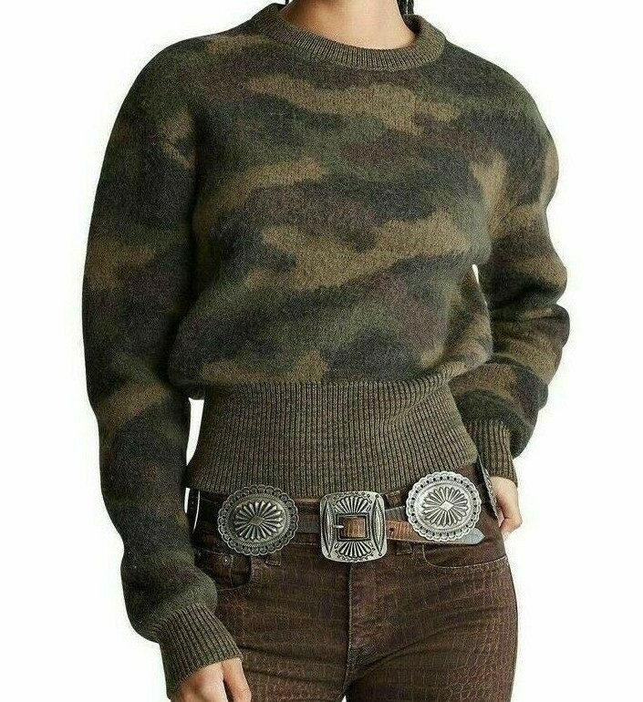 $398 Polo Ralph Lauren Military Army Rustic Camo Soft Alpaca Wool Knit ...