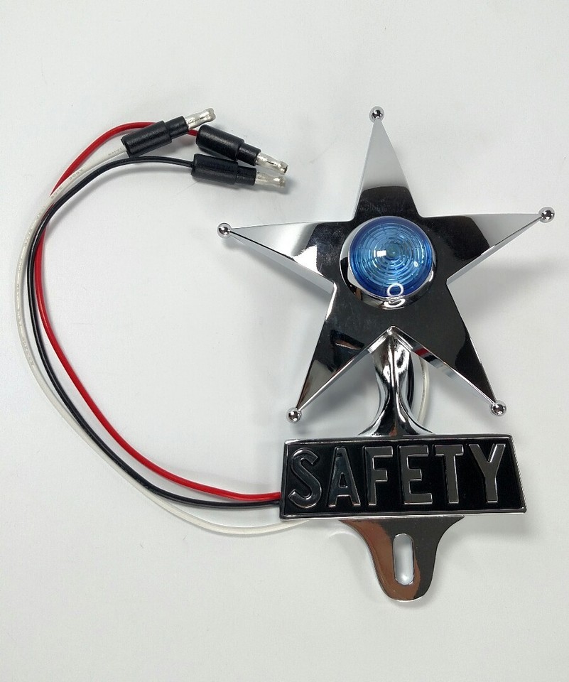 Safety Star License Plate Topper, Dual Function Blue LED, Vintage Car ...