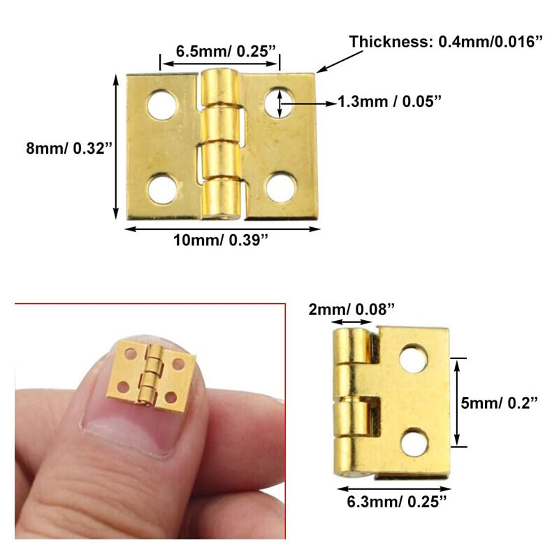 50 Mini Hinges Jewellery Box Tiny Trinket Miniature Furniture Cabinet ...