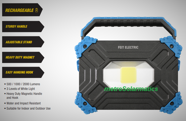 FEIT Electric HD LED Rechargeable 2000 Lumen Work Light, Power Bank ...