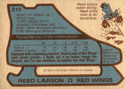 1979-80 O-Pee-Chee #213 Reed Larson Red Wings NM-MT or Better! PACK ...