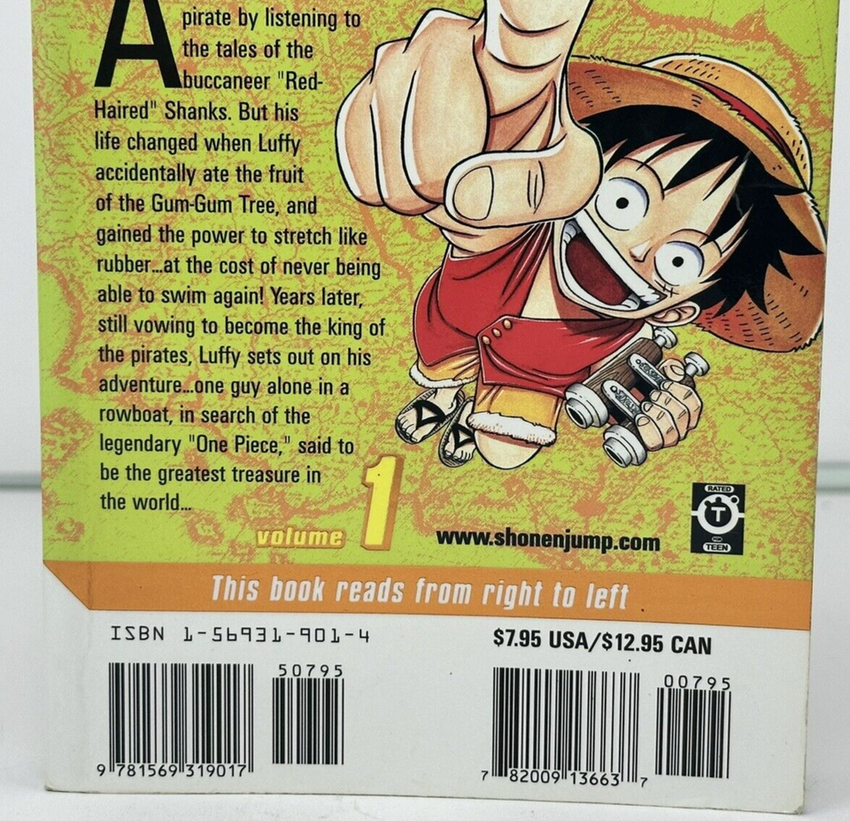 One Piece Volume 1 First Print Edition Manga English Volume Gold Foil ...