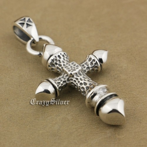 925 Sterling Silver Cross Pendant Mens Biker Rock Punk Charm Jewelry ...