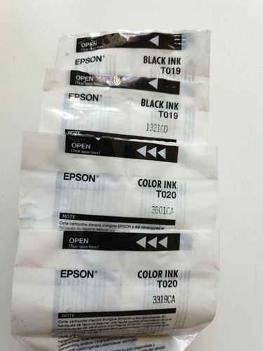 Epson T019 x2 & T020 x 2 Genuine Black & Tri-Colour Ink Cartridges, 4 ...