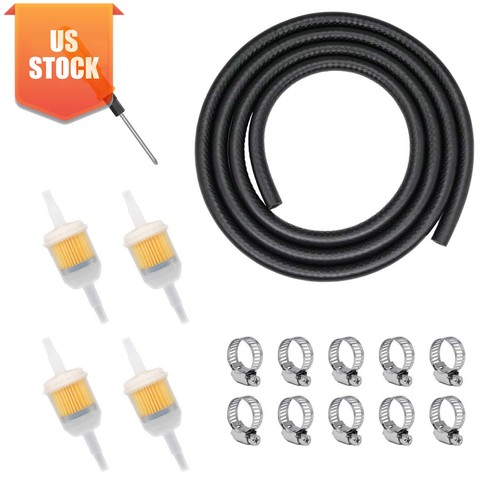 2M 8mm ID Motorcycle Gas Fuel Line Tubing with Fuel Filter+ 10Pcs Hose ...