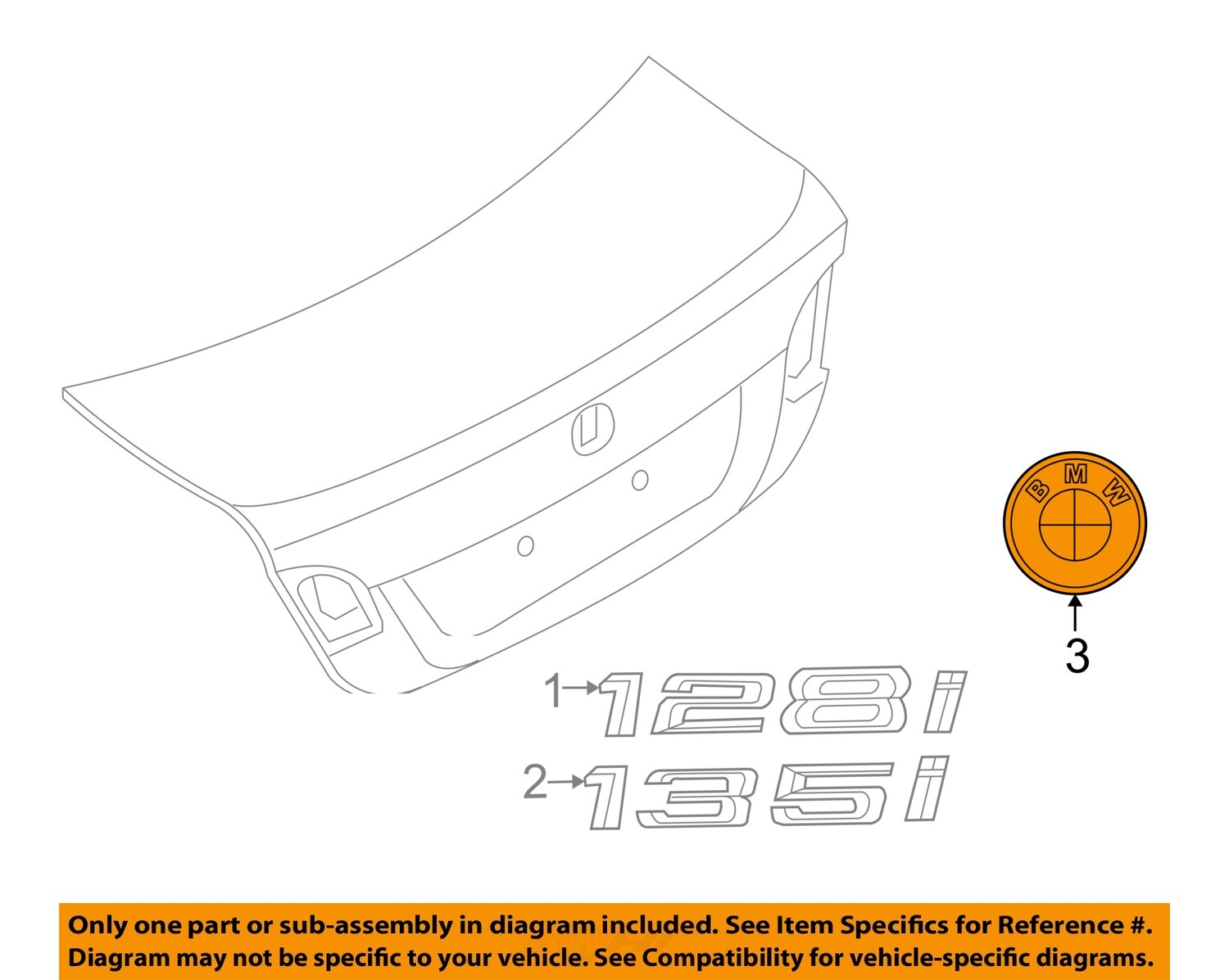 BMW OEM 08-13 128i Trunk Lid-emblem Badge Nameplate 51147166445 for ...