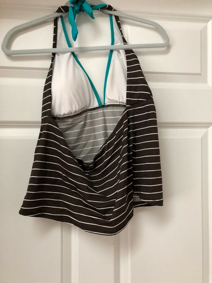 Liz Claiborne Brown White Striped Halter Swim Top | eBay