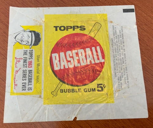1963 Topps Baseball Opened 5 cent wax Wrapper. “Stan Musial says” on ...