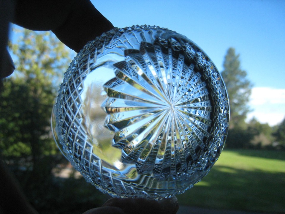 EDINBURGH SCOTTISH CRYSTAL.. THISTLE CUT PATTERN.. TWO 3 1/4" WHISKEY ...