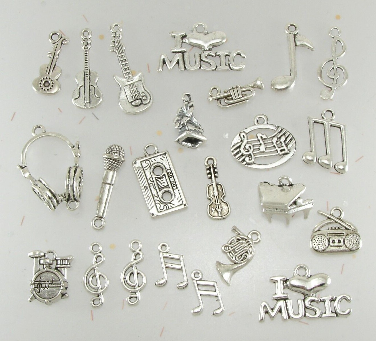 I LOVE MUSIC Charms, Microphone Instruments Headphones I-pod BoomBox ...