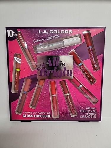 L.A. Colors Lipgloss & lip Plumper 10 Piece Set “All Is Bright” Limited ...
